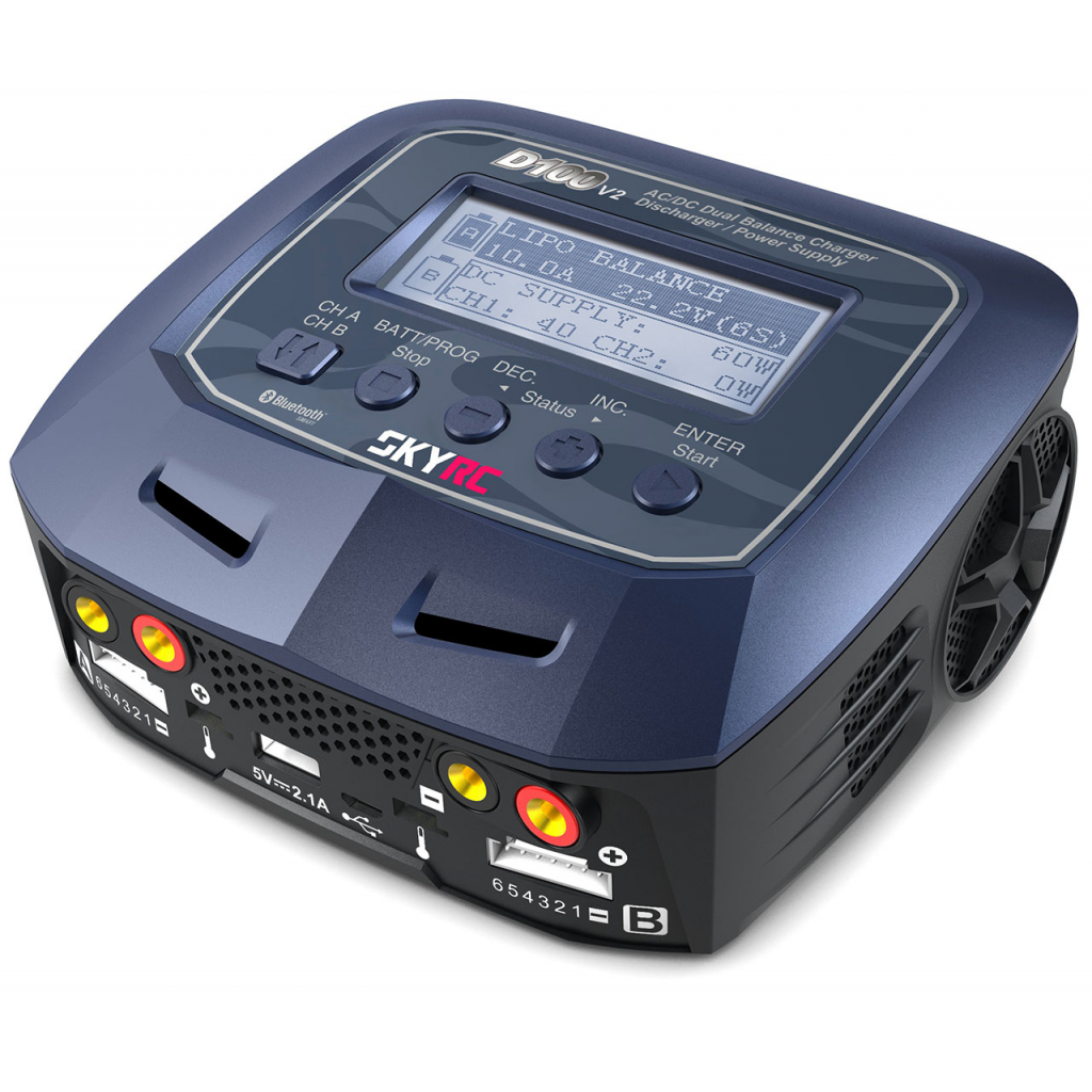 SkyRC Caricabatterie D100 V2 12/220V Doppia uscita 100W